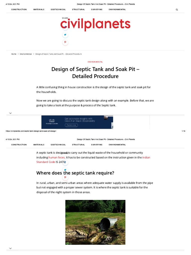 Design of Septic Tank and Soak Pit - Detailed Procedure Civil Planets ...