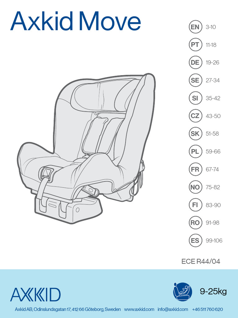 Axkid Move Manual For Web 1102567 Rev 001 | PDF | Seat Belt