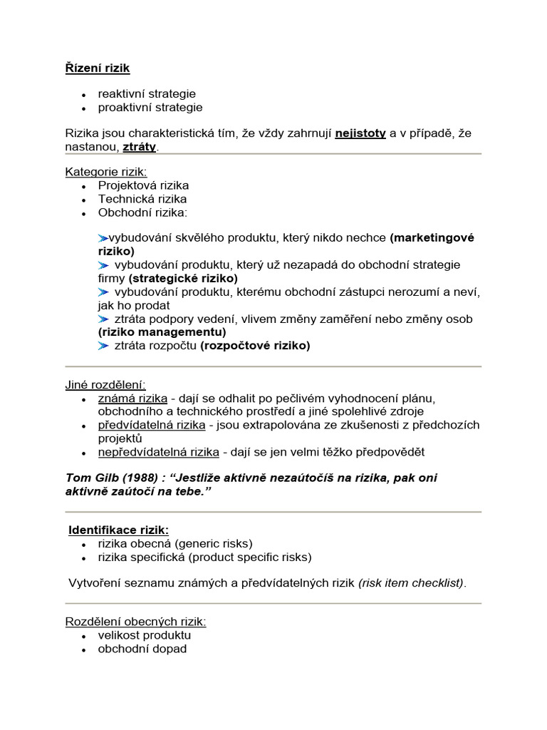 Řízení Rizik | PDF