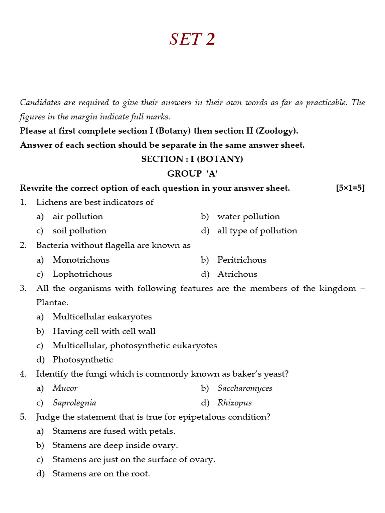 Xi Biology Set 2 | PDF | Flowers | Plants