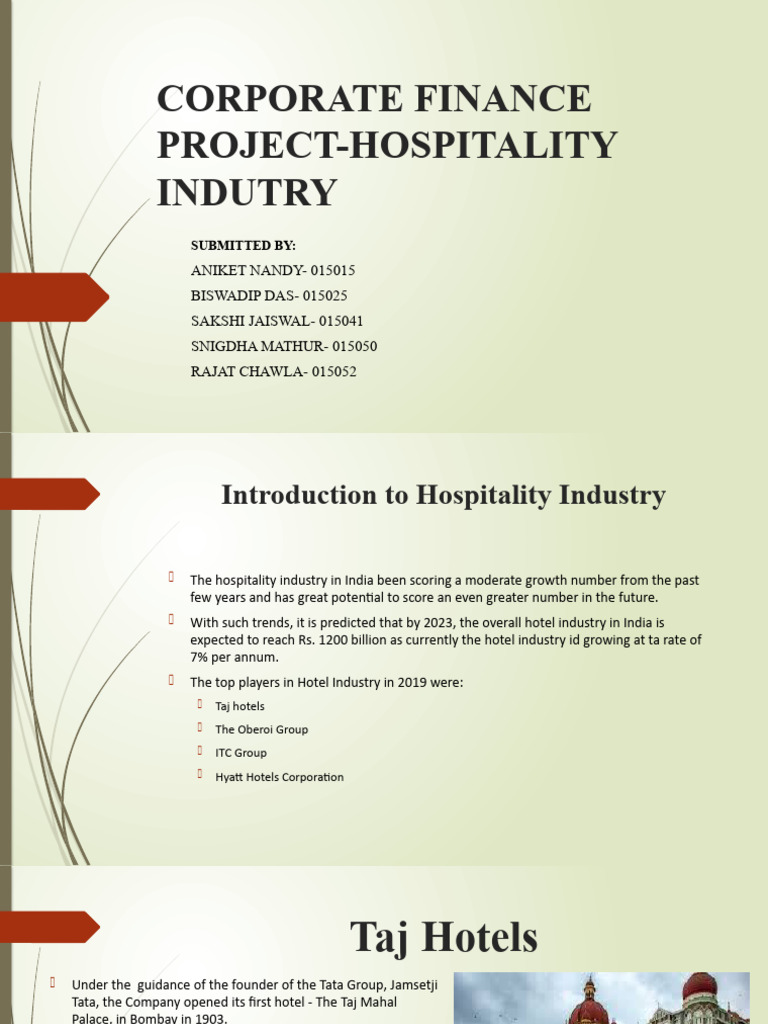 Corporate Finance Project-Hospitality Indutry | PDF | Leverage (Finance ...