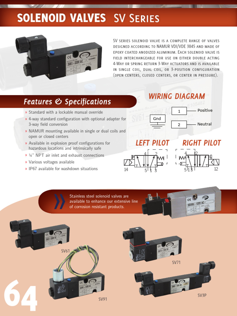SV Series Solenoid Valves Overview | PDF | Valve | Electrical Wiring