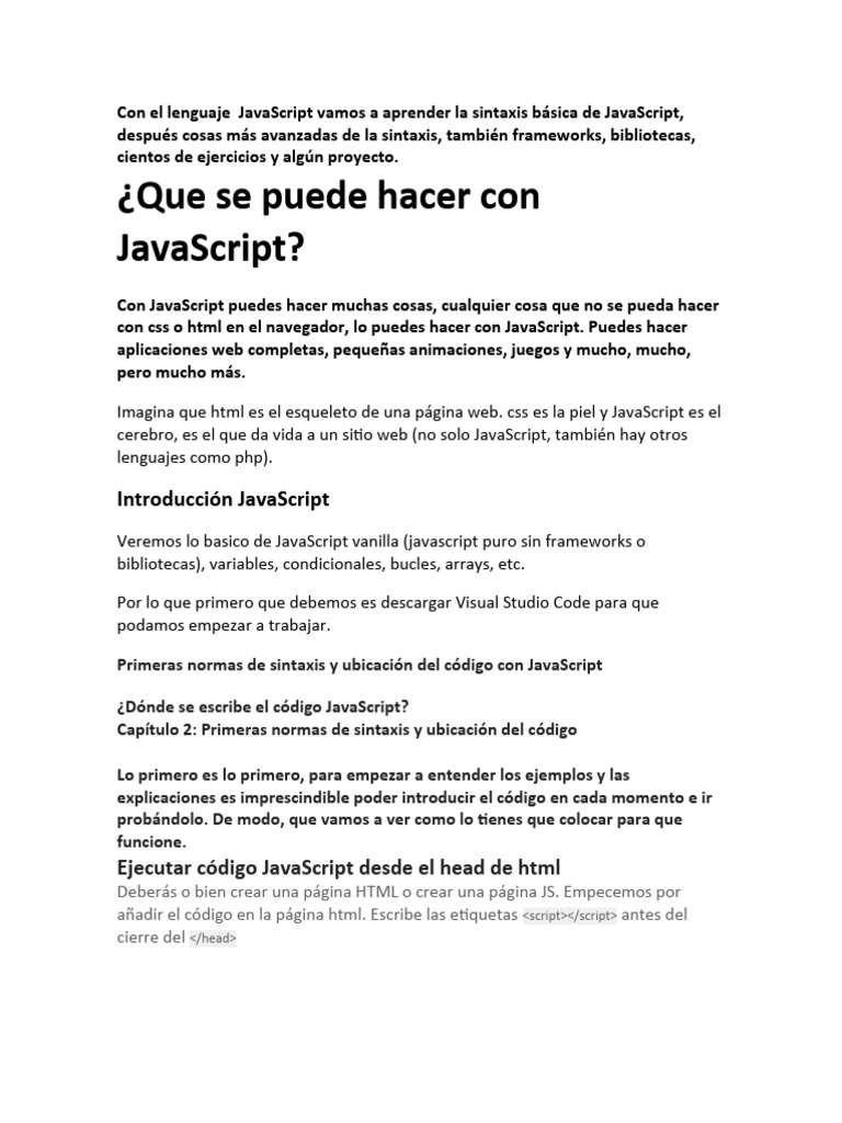 APUNTE lenguaje JavaScript | PDF | Lenguaje de programación | HTML APUNTE lenguaje JavaScript | PDF | Lenguaje de programación | HTML