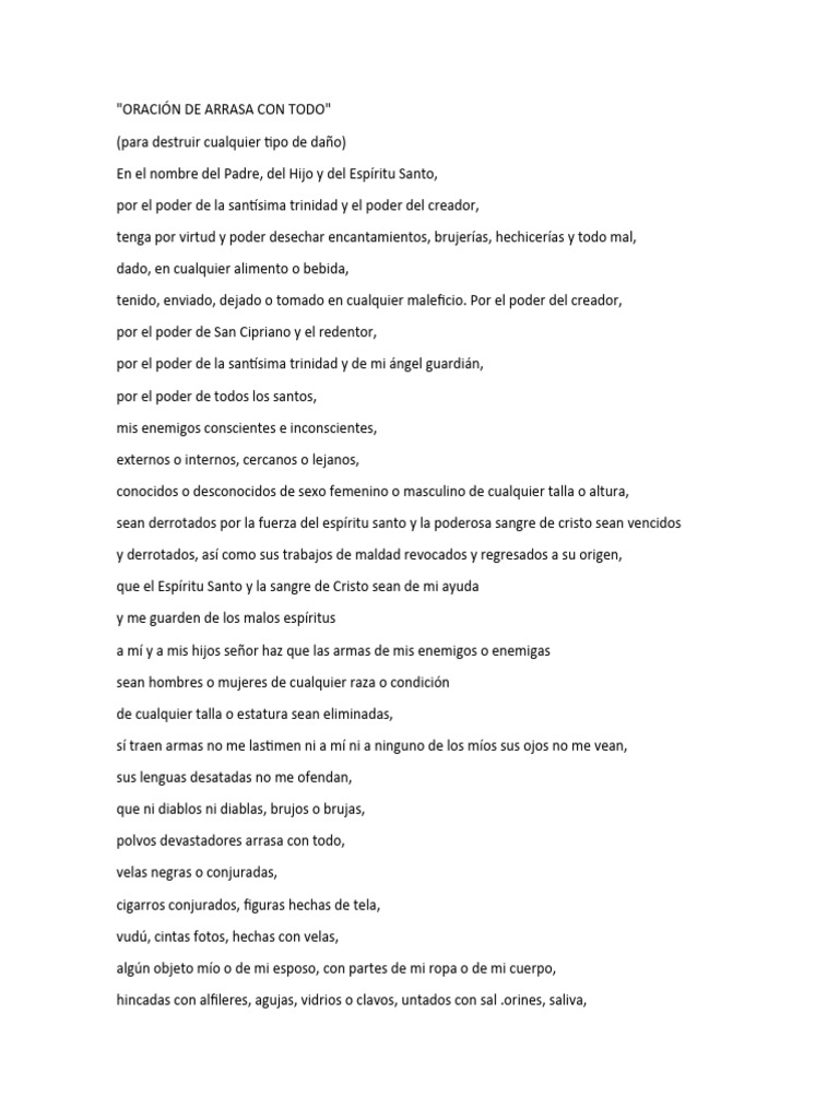 Oración de Arrasa Con Todo | PDF | Cristo (título) | Creencia religiosa ...