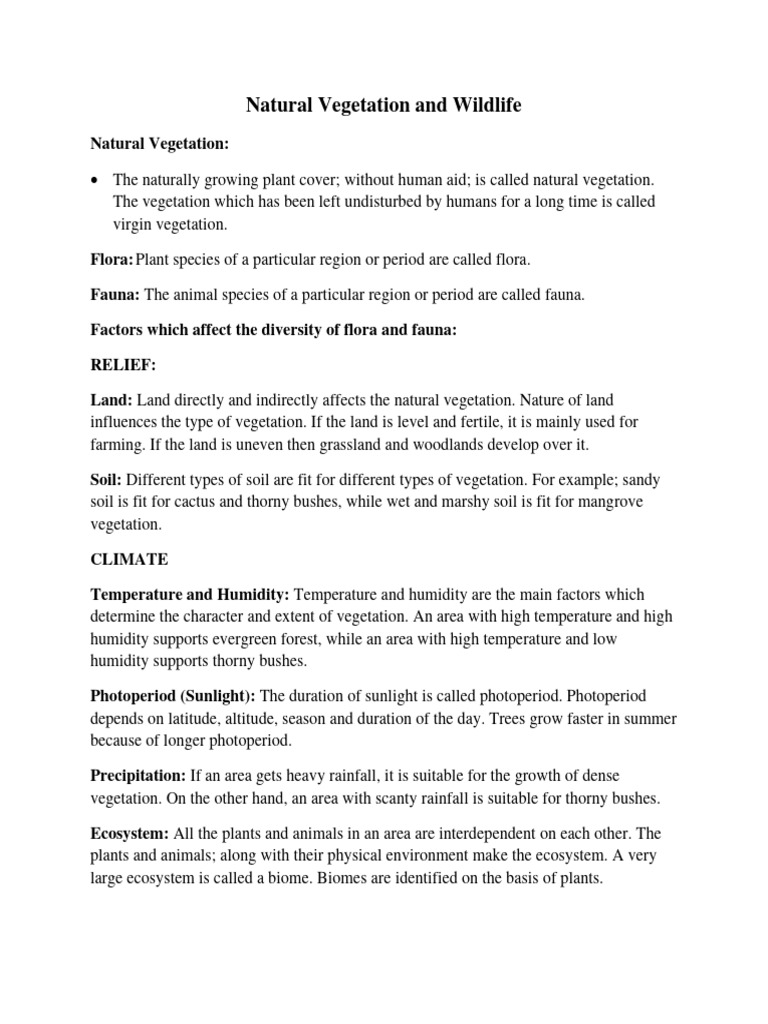 CH 05 Natural Vegetation and Wildlife Notes Class 09 | PDF | Forests ...