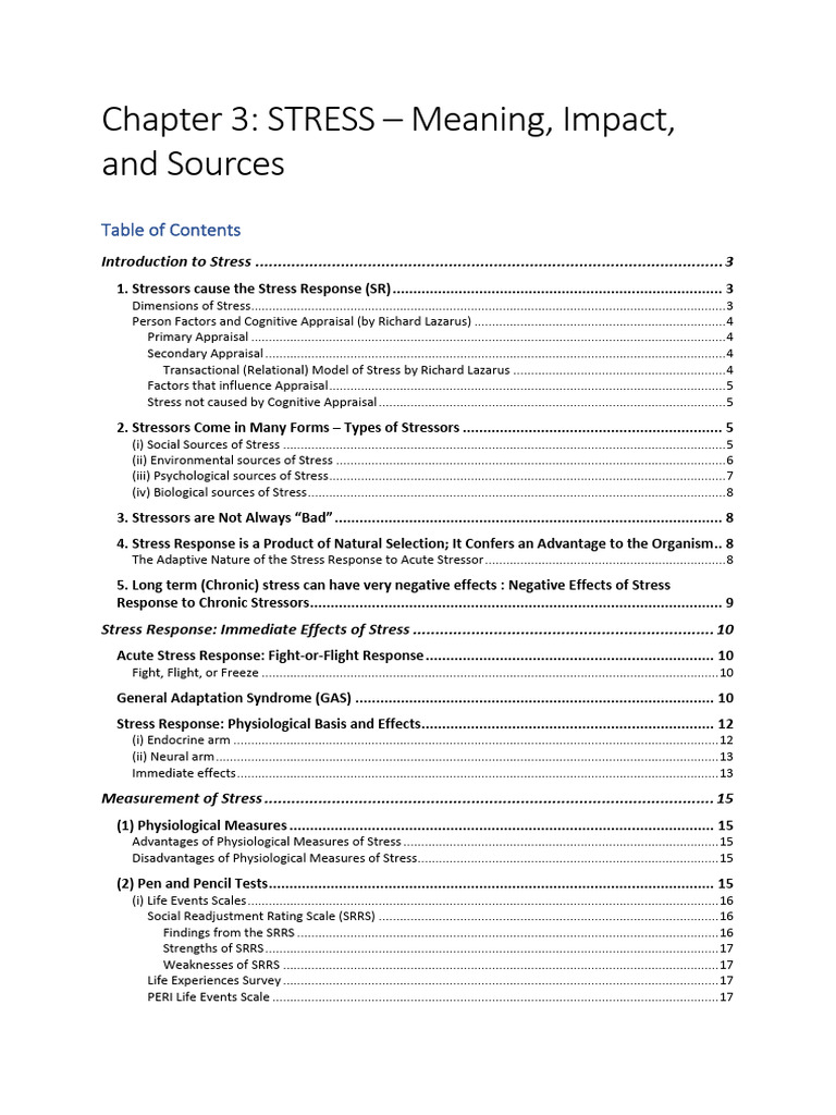Chapter 3 STRESS Meaning, Impact, and Sources | PDF | Stress (Biology ...