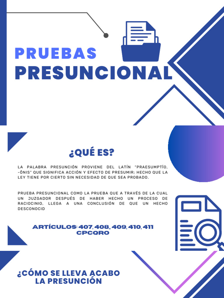 Prueba Presuncional: Conceptos y Valoración | PDF