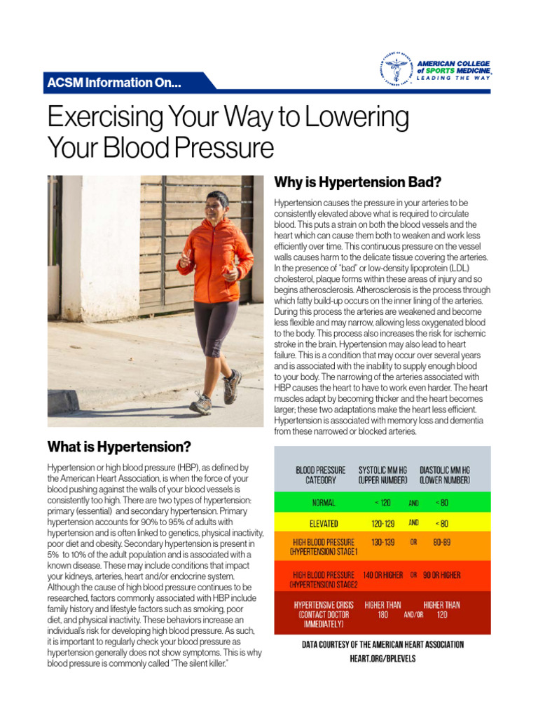 Exercise to Lower Blood Pressure | PDF | Hypertension | Blood Pressure
