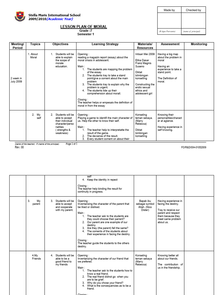 Lesson Plan in Moral | PDF | Lesson Plan | Teachers