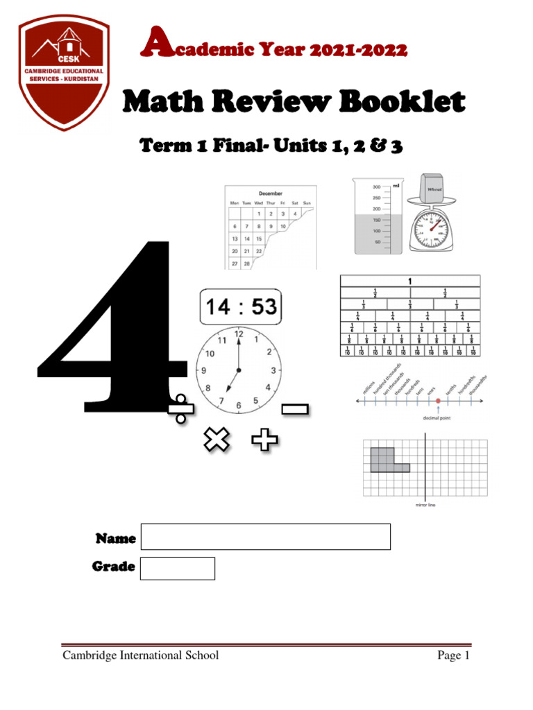 Stage 4 Math Review Pack Term 1 Final-2021-2022 | PDF | Area | Mathematics