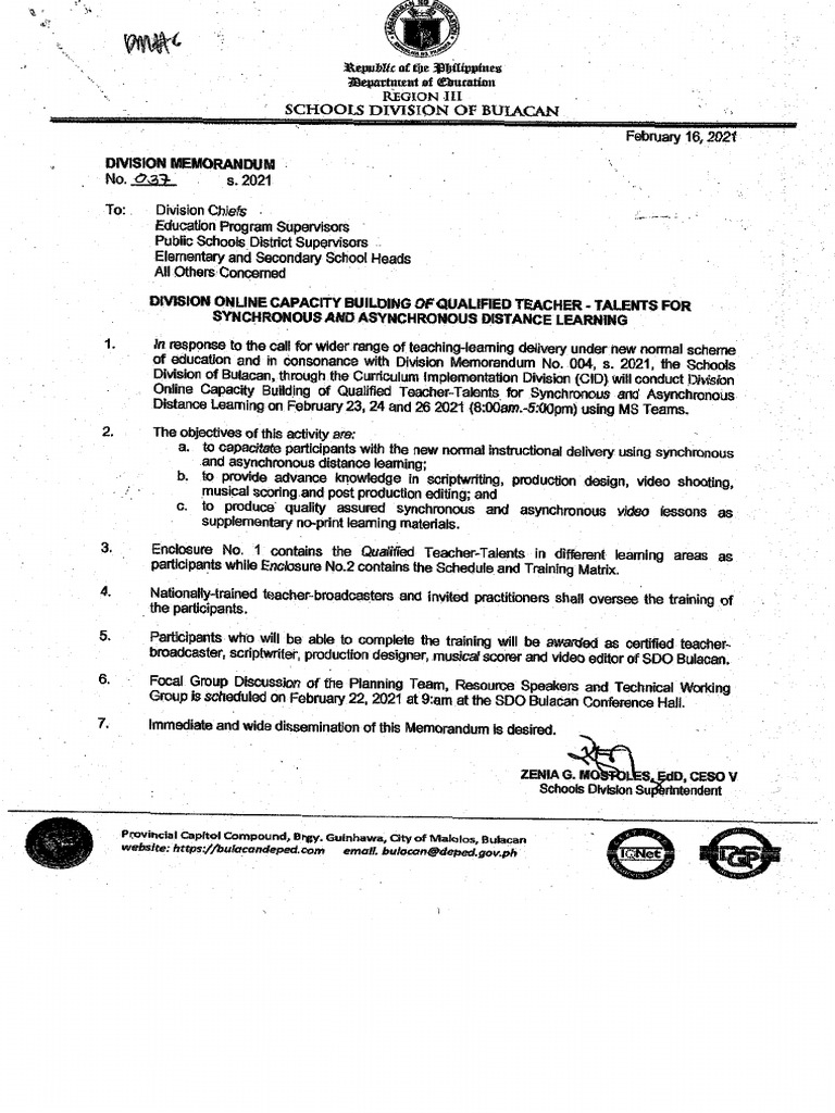 Div Memo No. 037 S. 2021 2 | PDF