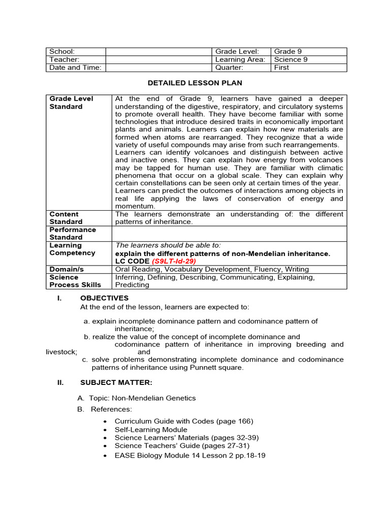 SCIENCE 9 Using 7es | PDF | Dominance (Genetics) | Genotype