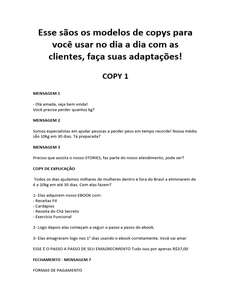 MODELOS DE COPYS | PDF | Tempo
