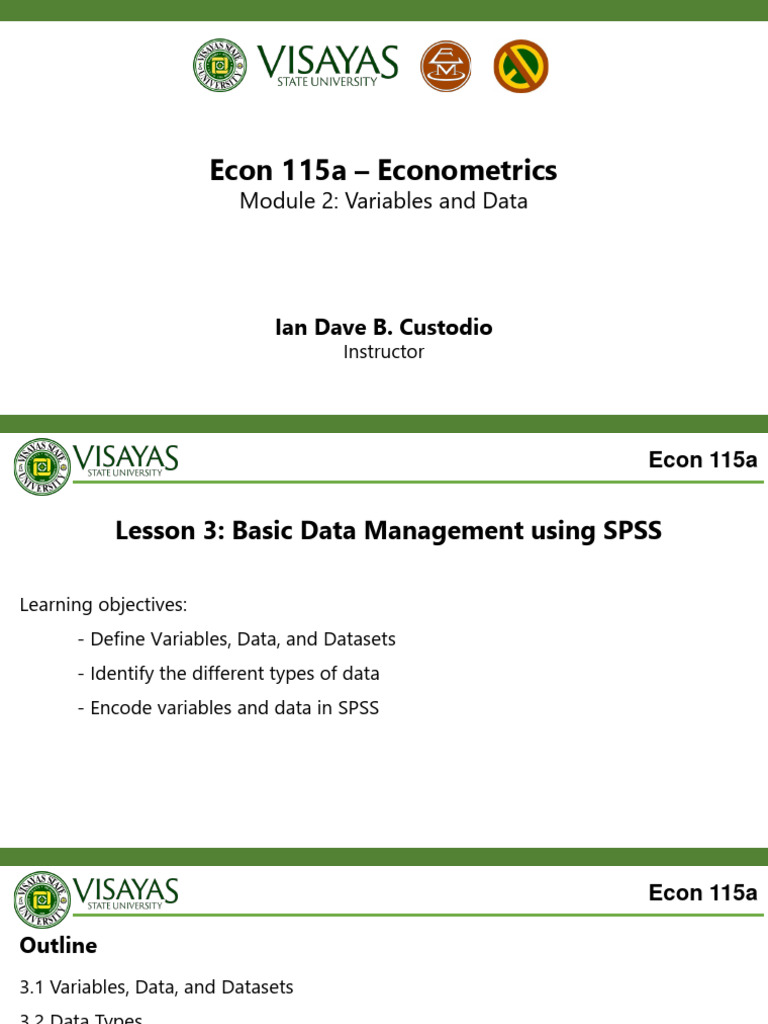 01_Econ115a_Mod2_Lesson3_BasicDataManagementusingSPSS | PDF | Level Of ...
