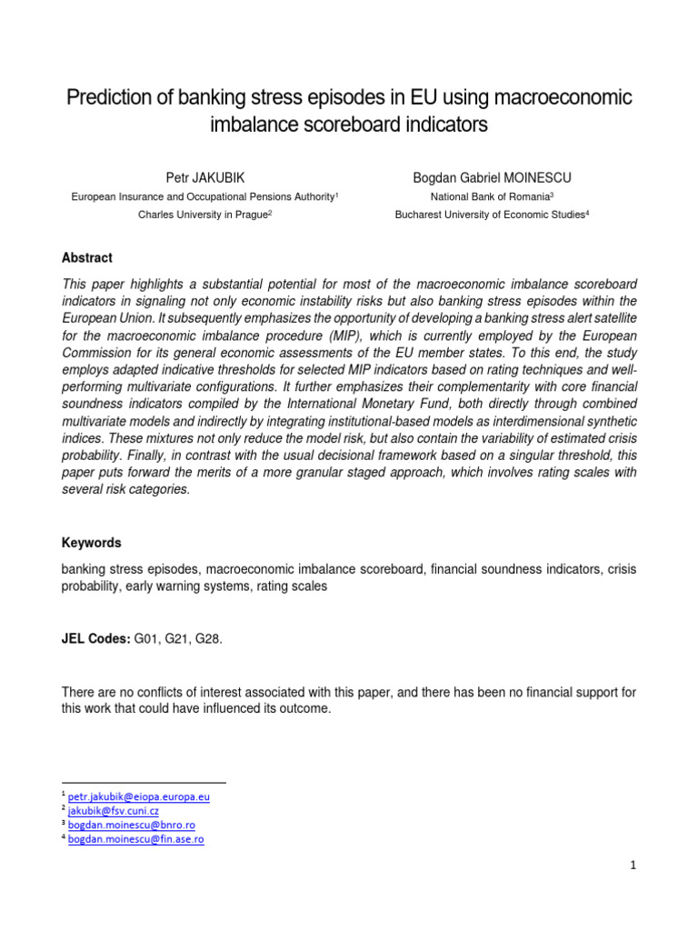 Banking Stress and MIP Indicators | PDF | Macroprudential Regulation ...