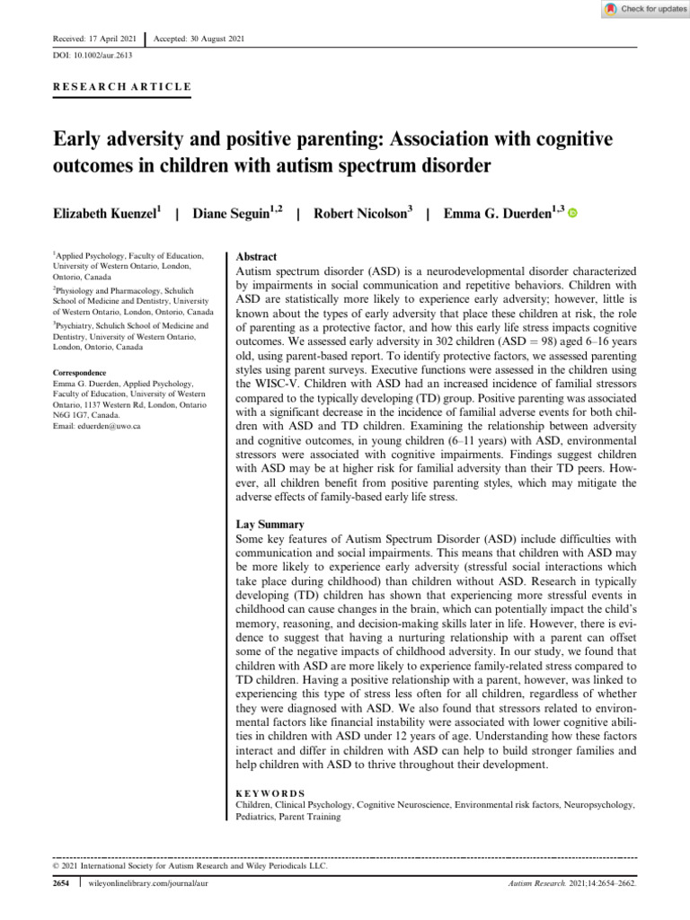 Autism, Parenting, and Cognitive Impact | PDF | Autism Spectrum | Stress (Biology)