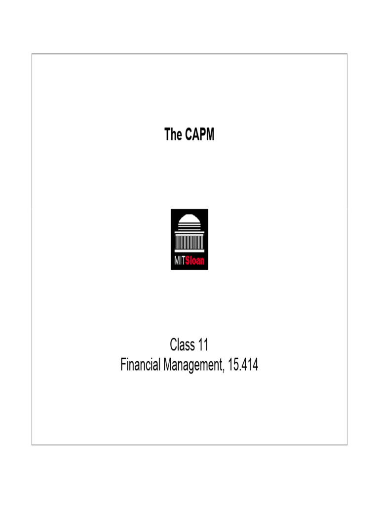 Lec11 Capm | PDF | Capital Asset Pricing Model | Diversification (Finance)