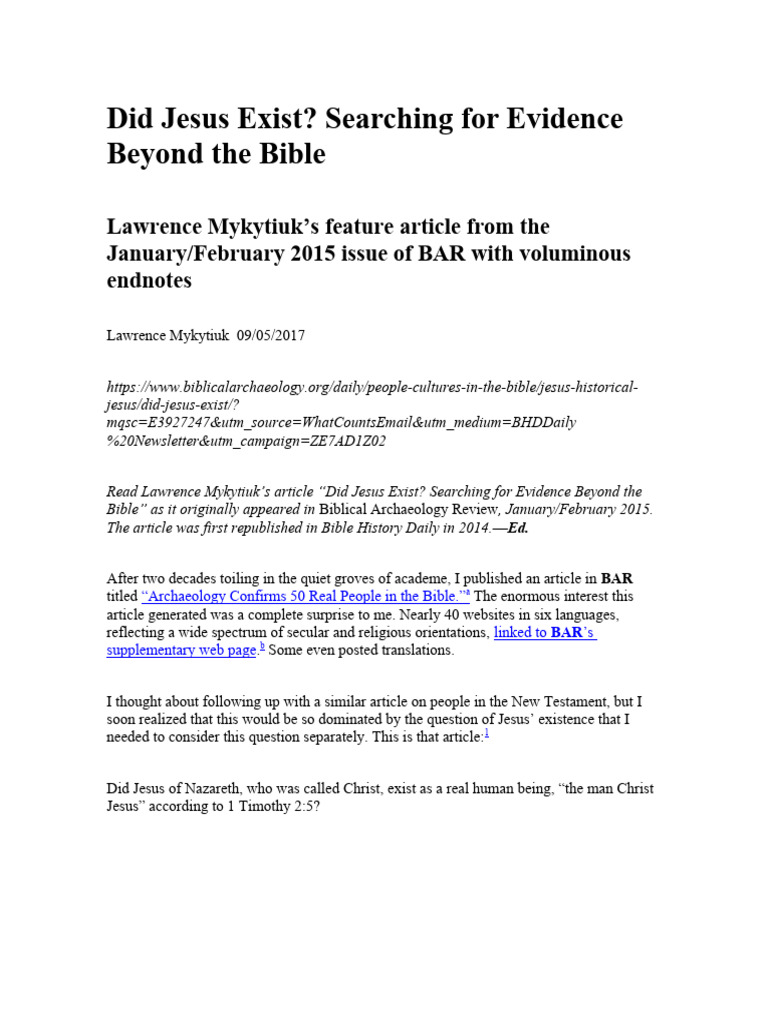 Did Jesus Exist BAR | PDF | Jesus | Josephus