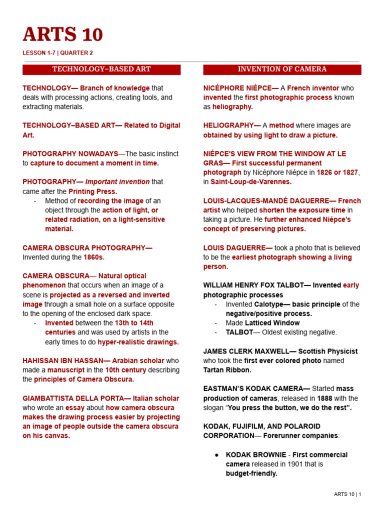 Arts 10 [Quarter 2] | PDF | Imaging