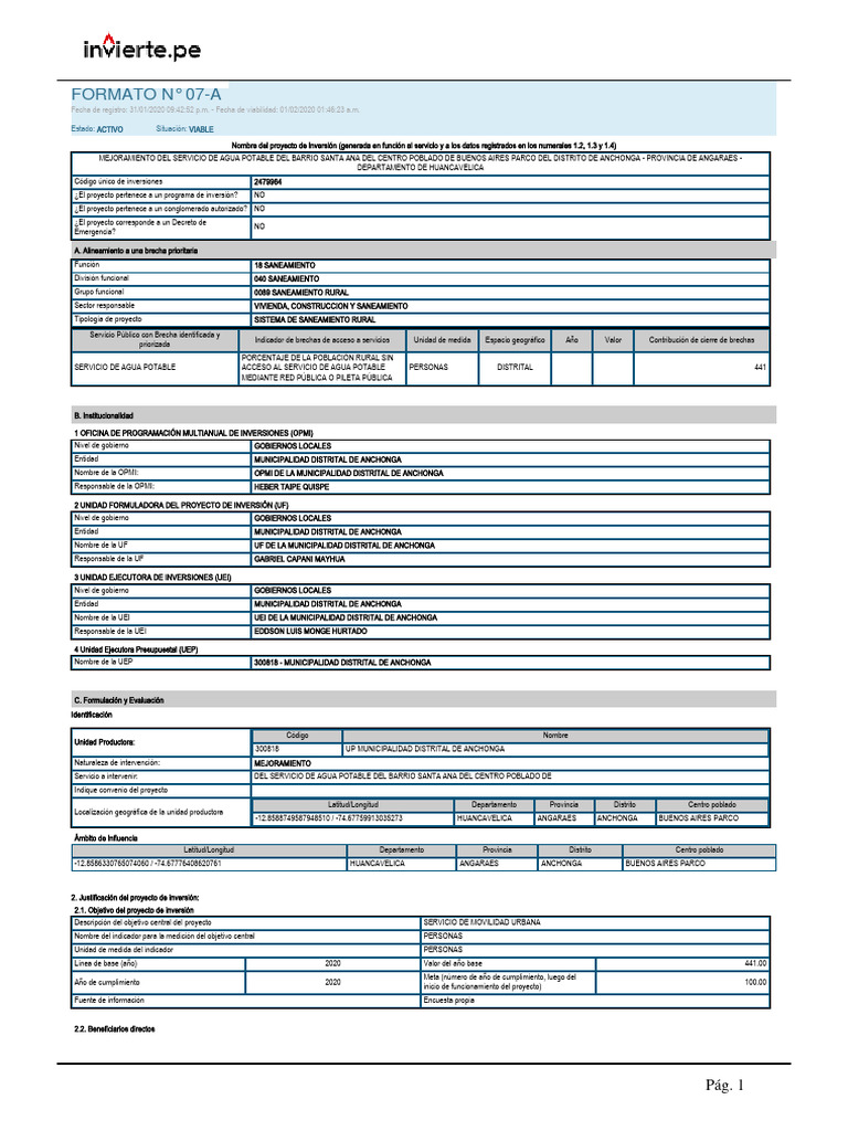 Ficha Cui Chacapunco | PDF | Tasa interna de retorno | Economias
