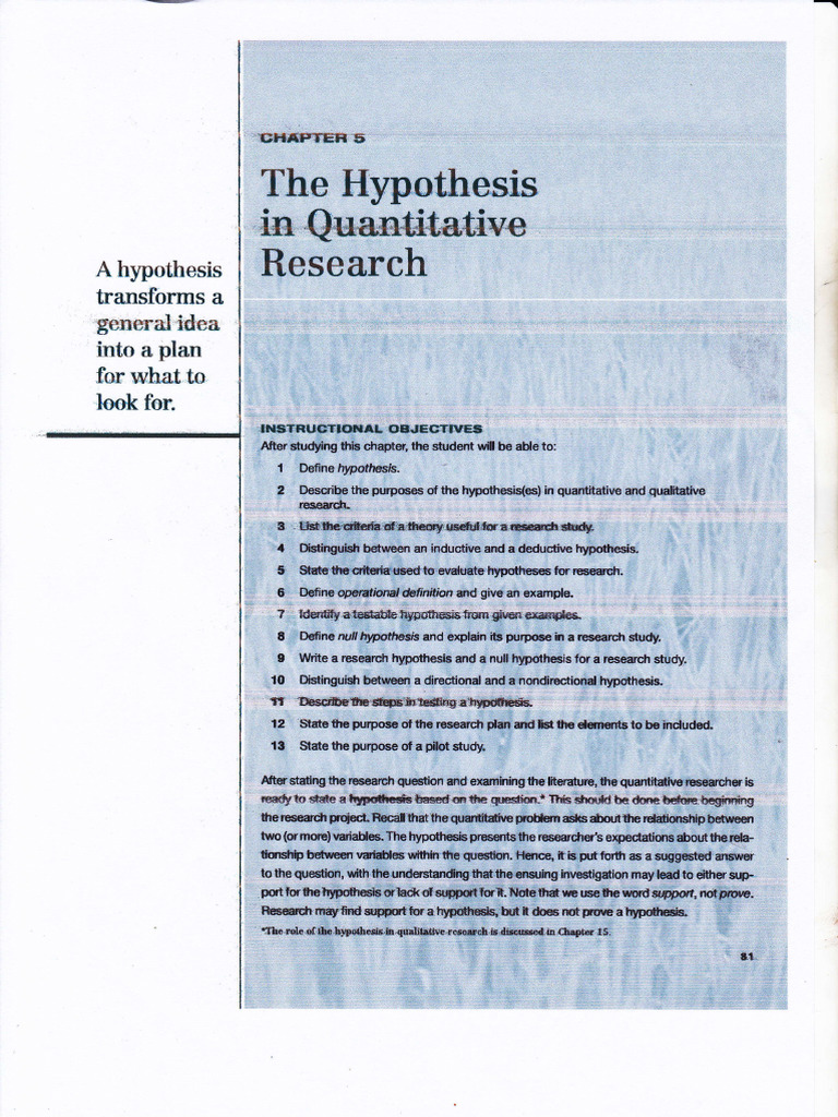 Hypothesis in Quantitative Research | PDF | Hypothesis | Methodology