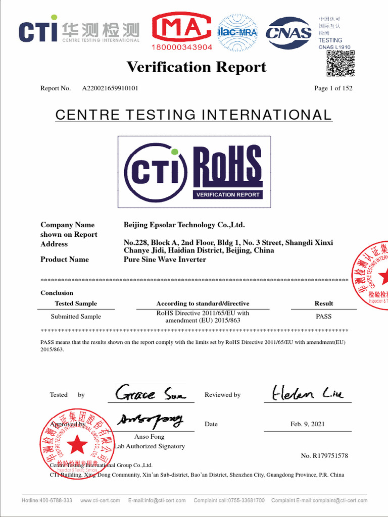 Certificate Rohs Ip Plus | PDF | Chemistry | Materials