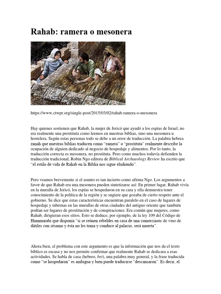 Rahab: ¿Prostituta o Mesonera? | PDF | Prostitución | Biblia