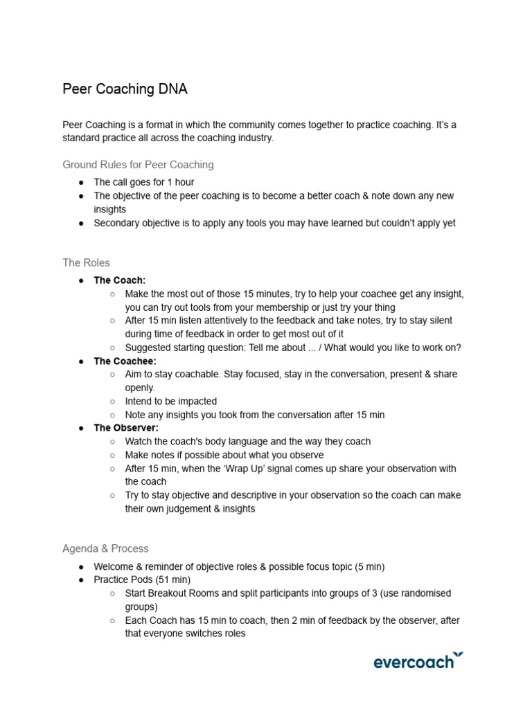 Hosting Peer Coaching DNA 1 | PDF | Communication | Cognition