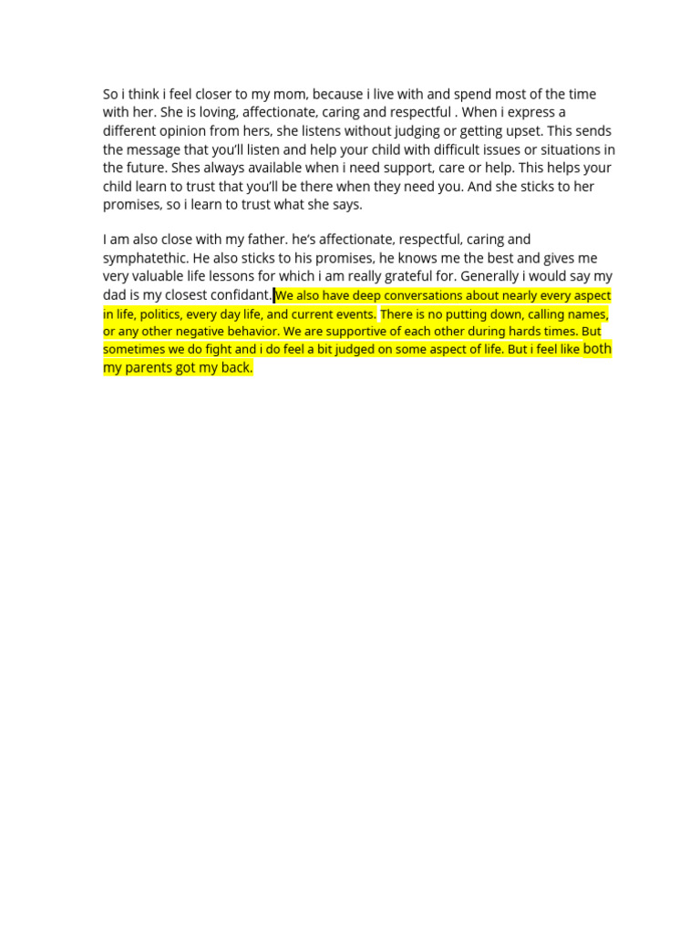 Monologue On Relationship With Your Parent | PDF