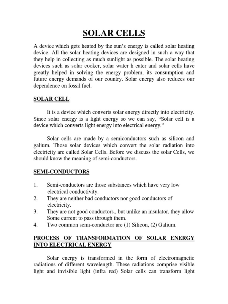 SOLAR CELLS | PDF | Thin Film Solar Cell | Solar Cell
