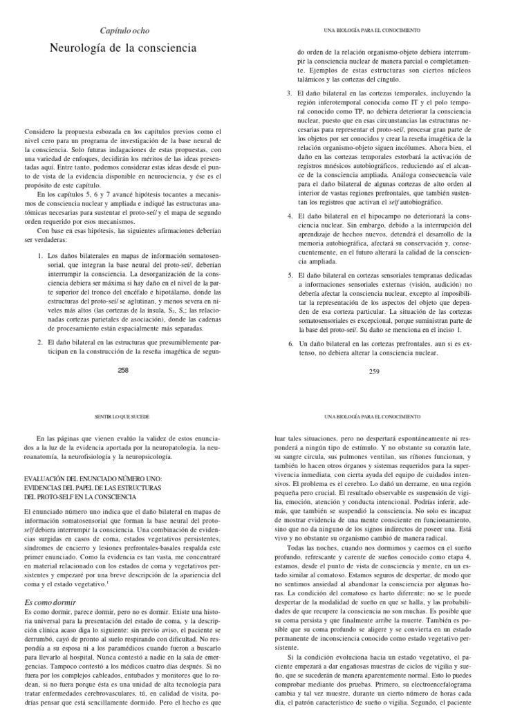 Neurologia de La Conciencia (Damasio) | PDF | Cerebro | Coma