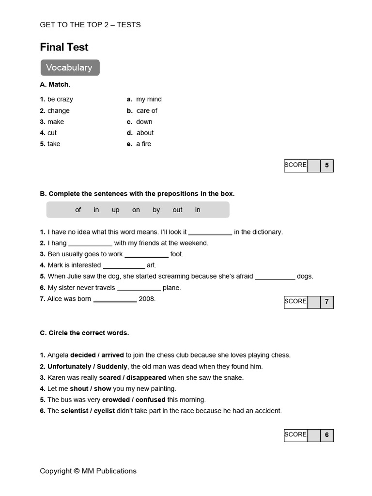 Get To The Top 2 - Revised - Final Test | PDF