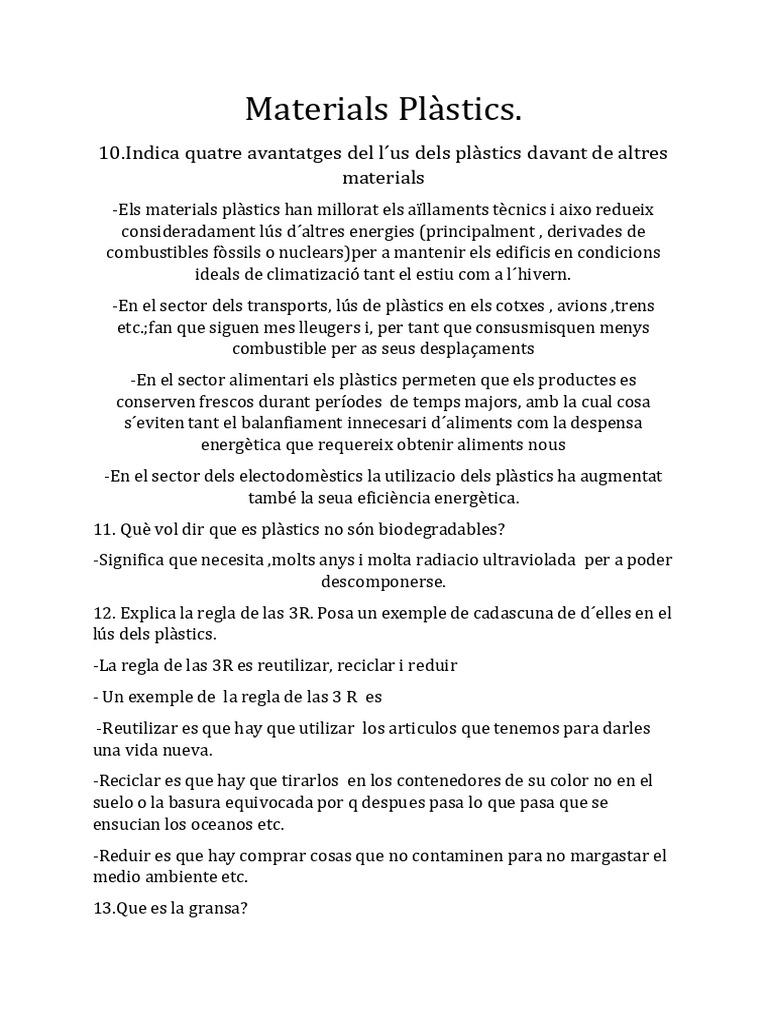 Materials Plástics Ingrid García | PDF