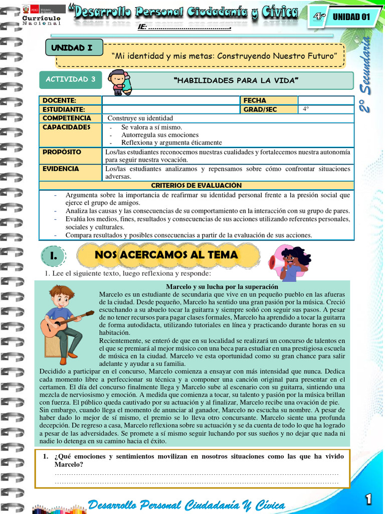 4° DPCC -ACTV.03-UNI.1 2024 | PDF | Conceptos psicologicos | Sicología