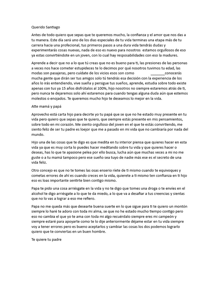 Carta A Mi Hijo Santiago Pdf