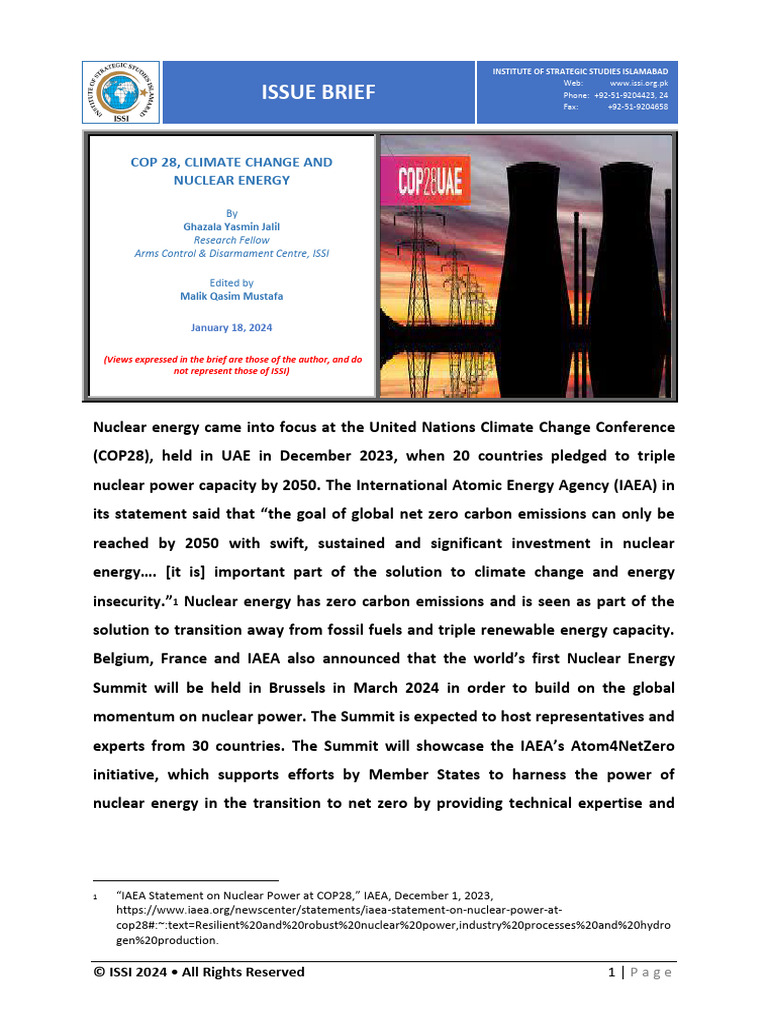 COP 28, Climate Change and Nuclear Energy | PDF | Nuclear Power ...