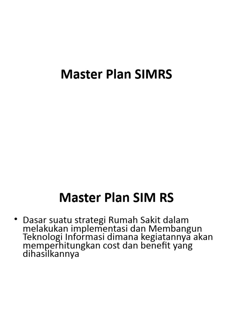 Master Plan SIMRS untuk Rumah Sakit | PDF