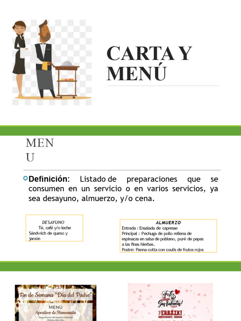 Carta y Menu | PDF | Dieta | Almuerzo