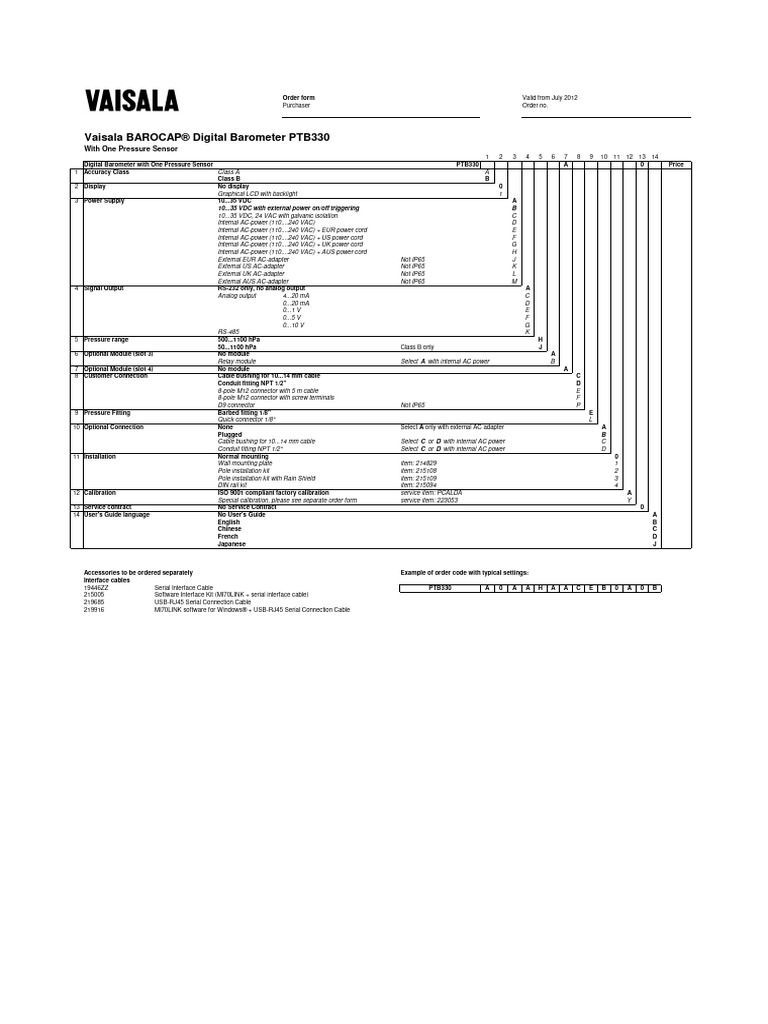 PTB330 Order Form Global | PDF | Electrical Connector | Electrical ...