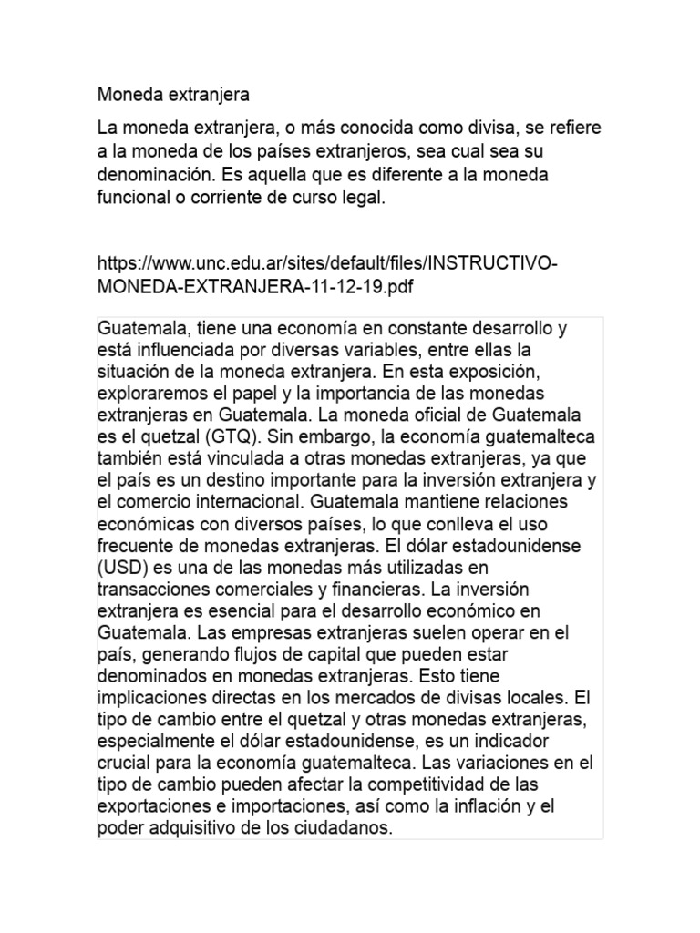 Importancia de las divisas en Guatemala | PDF | Moneda | Tipo de cambio