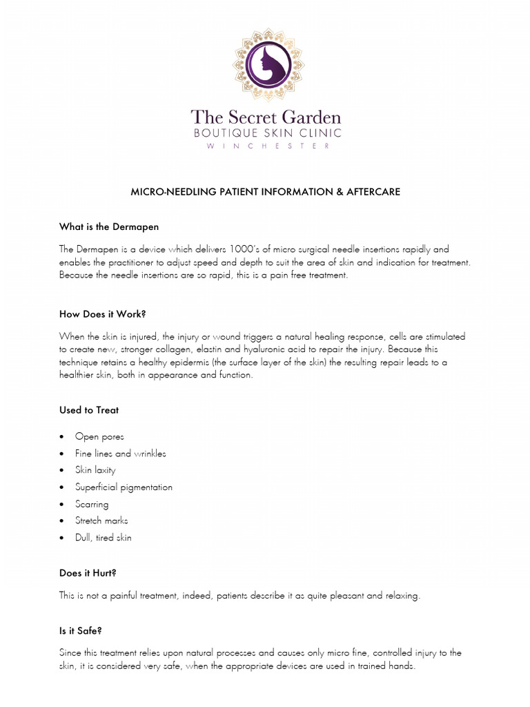 Micro Needling+Patient+Information+&+Aftercare | PDF | Skin | Scar