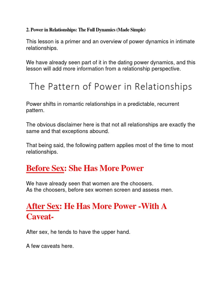 Power in Relationships The Full Dynamics (Made Simple) | PDF ...