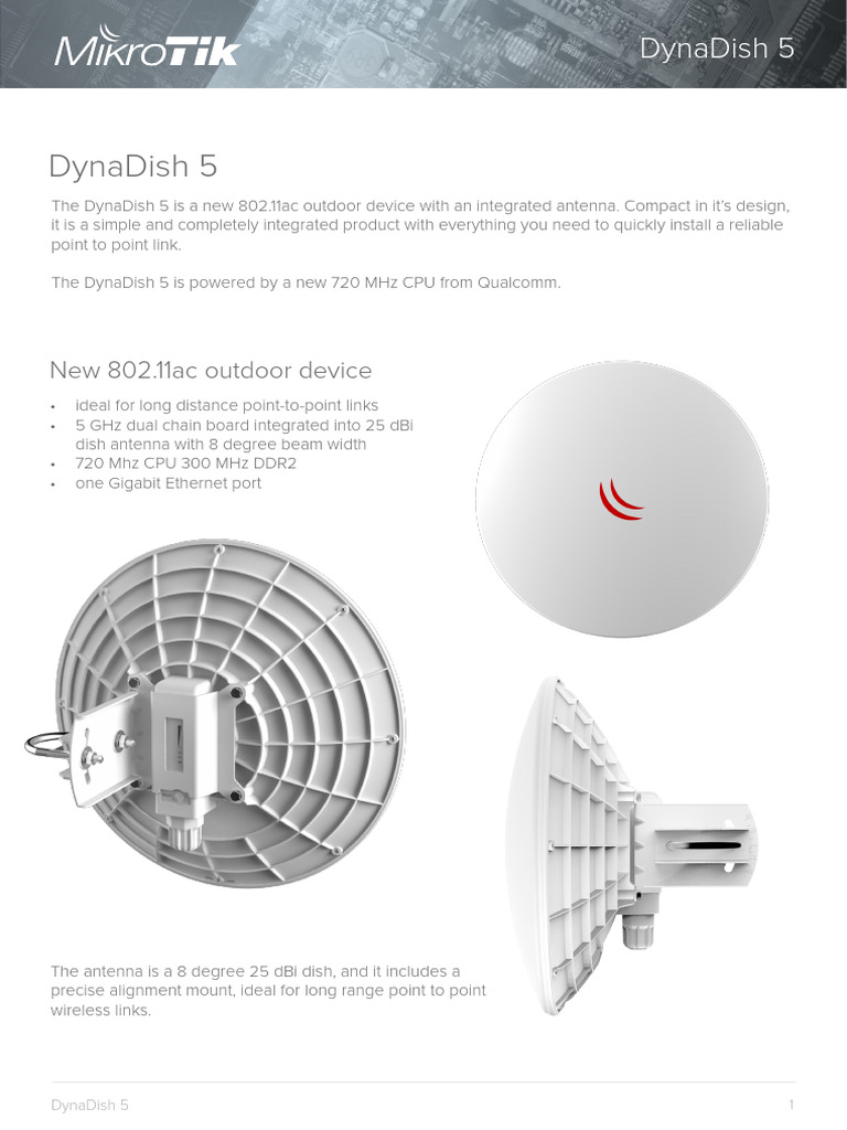 DynaDish 5 MIKROTIK | PDF | Ieee 802.11 | Wireless