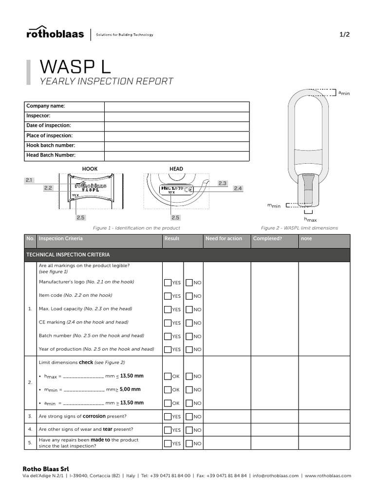 WASP L Yearly Inspection Report | PDF | Quality