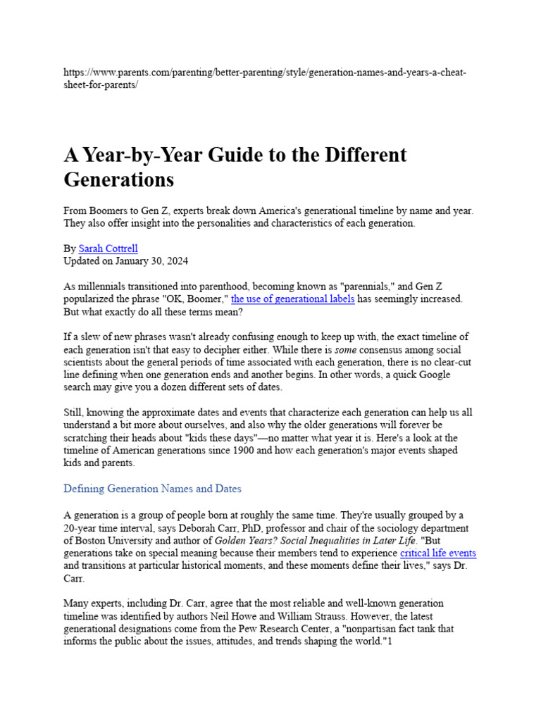 Generational Timelines | PDF | Baby Boomers | Millennials
