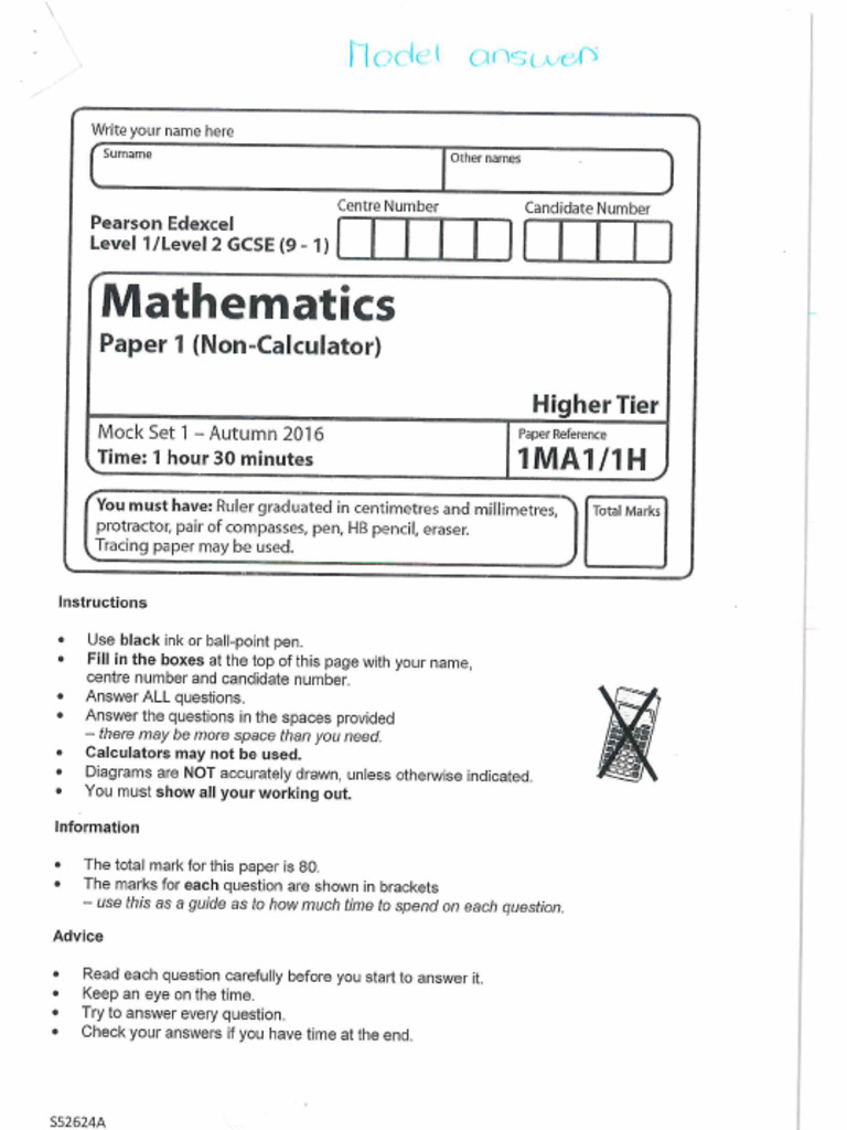 GCSE Paper 1 Non Calculator Higher Tier | PDF