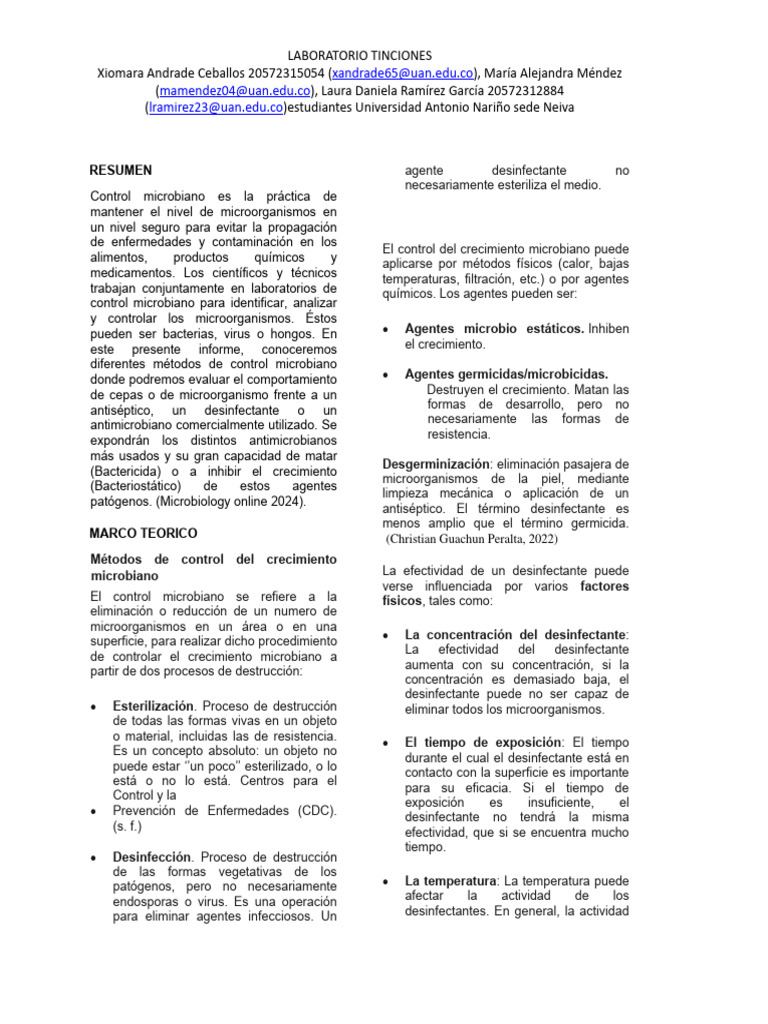 Control Microbiano en Laboratorio | PDF | Esterilización (Microbiología ...