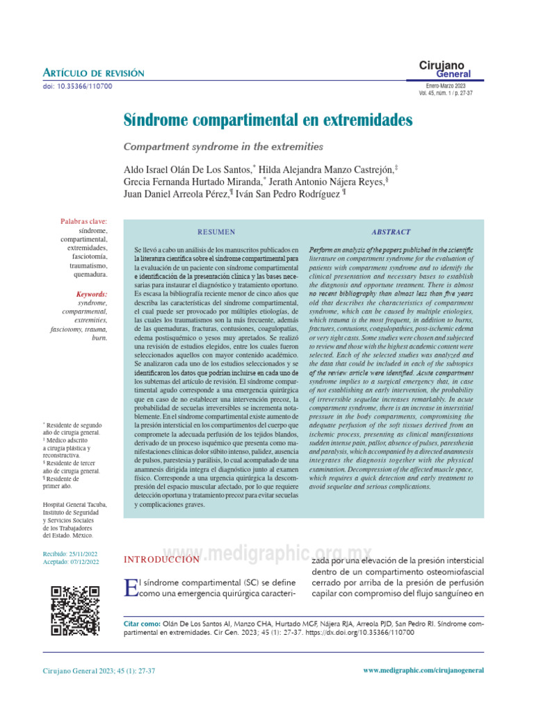 Sindrome compartimental | PDF | Medicina CLINICA | Emergencias Médicas