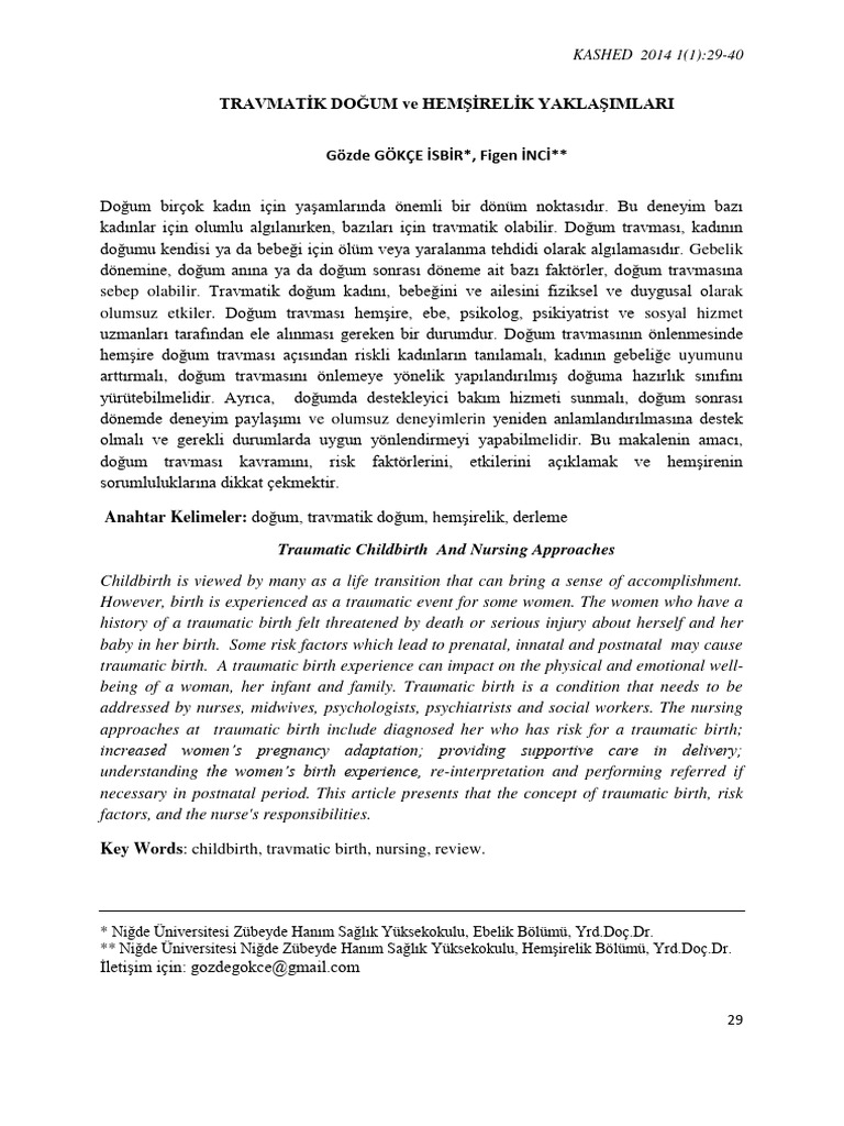 Travmat K Do Um Ve Hem Rel K Yakla Imlari ( | PDF