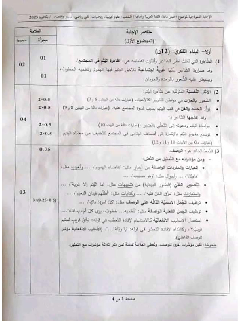 Bac2023 Arabic Sci Correction | PDF